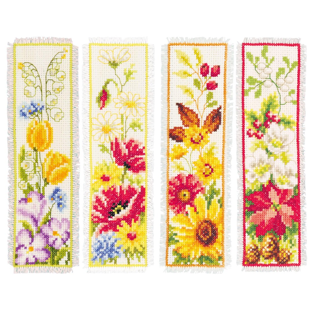 Vervaco Four Seasons Bookmarks Counted Cross Stitch Bookmarks Kit - Set ...