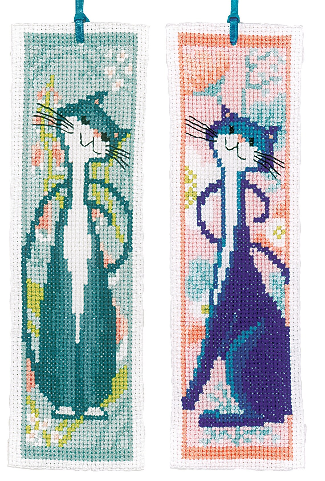 Vervaco Flower Cats Counted Cross Stitch Bookmarks Kit Set - Etsy