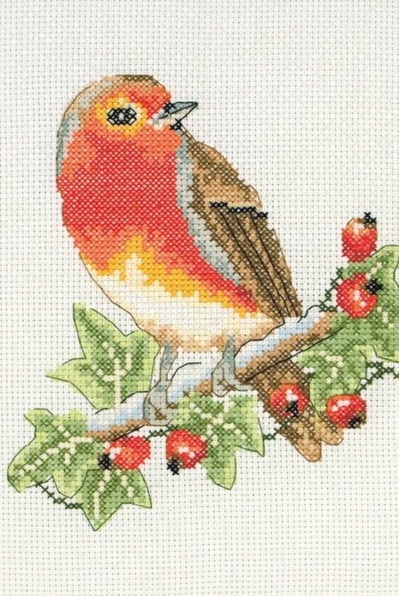 Anchor AK125 Red Robin Counted Cross Stitch Kit 11 Count - Etsy