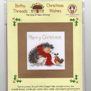 Bothy Threads XMAS32 Christmas Wishes - Hedgehog and Robin Cross Stitch ...