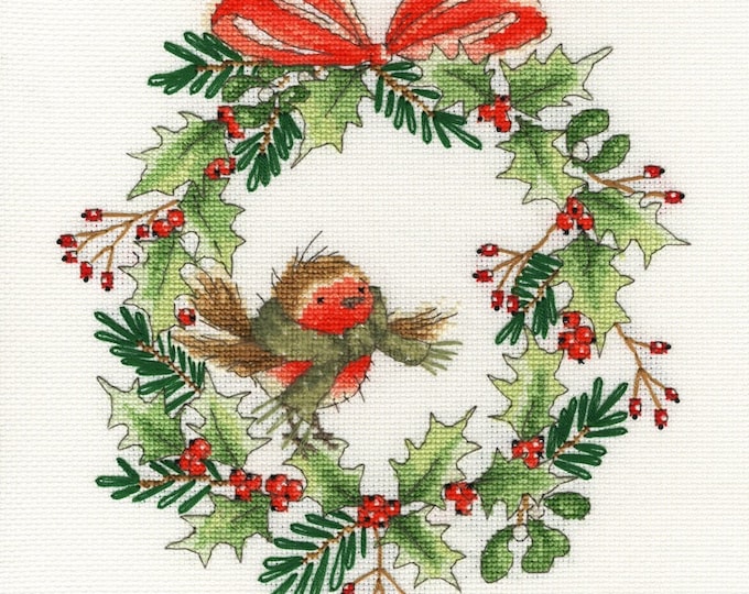 Bothy Threads XX14 Robin Wreath Cross Stitch Kit by Nicola Mason - Etsy