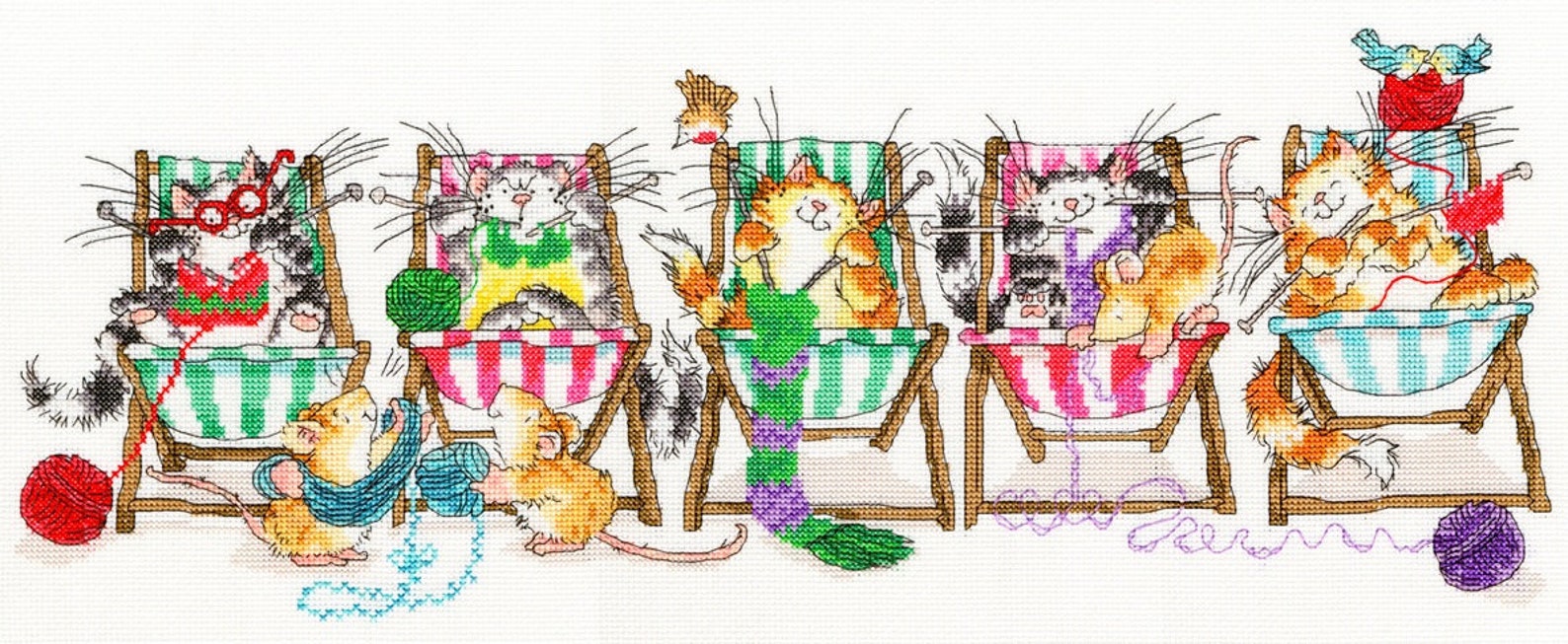 Bothy Threads XMS4 Kitty Knit Cats Cross Stitch Kit by - Etsy