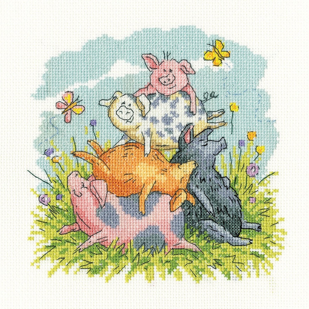 Heritage Crafts - Higgledy Piggledy - Pigs Counted Cross Stitch Kit ...