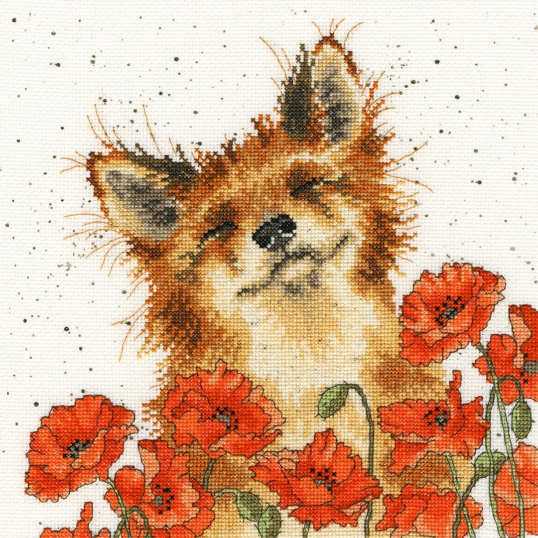 Bothy Threads XHD33 Poppy Field - Fox Counted Cross Stitch Kit by ...