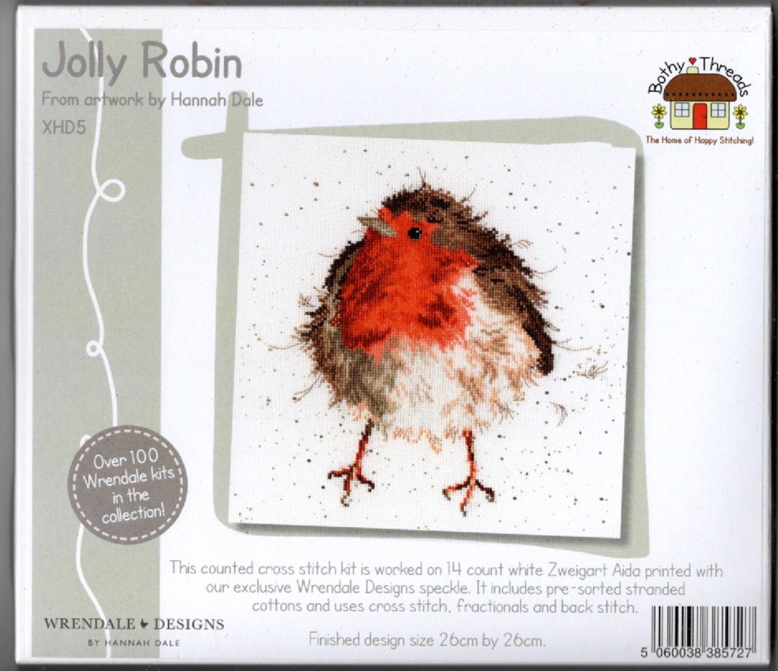 Bothy Threads XHD5 Wrendale Designs Jolly Robin Counted Cross Stitch ...