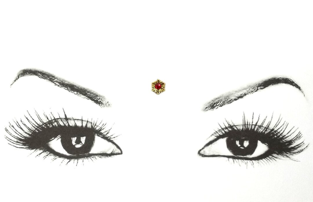 Little Golden Bindi, Red Rhinestone Face Jewel, Reusable Bindi ...