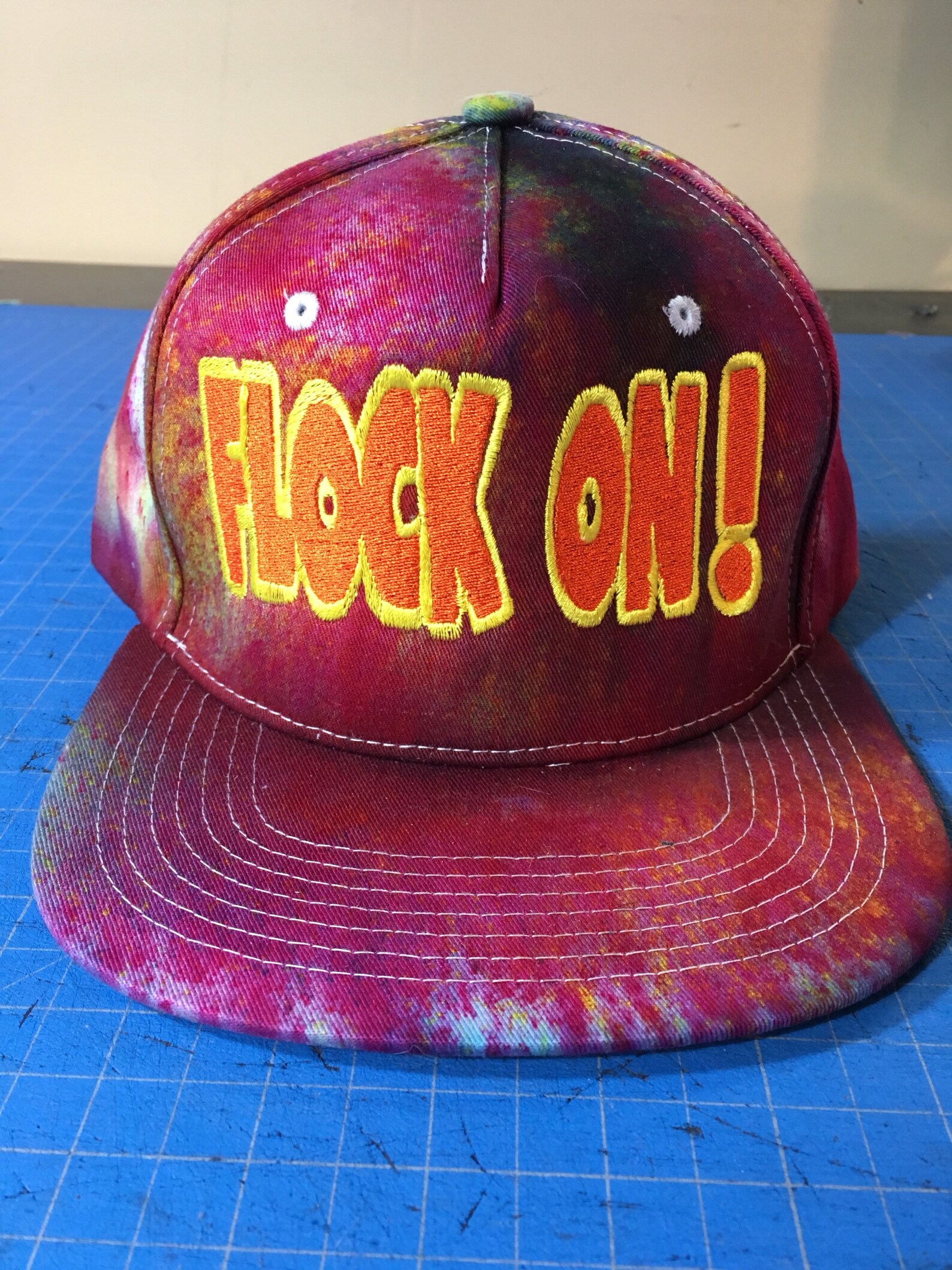 Hand-dyed FLOCK ON Flatbrim Snapback Hat | Etsy