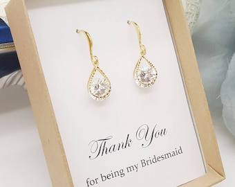 GOLD Teardrop Design With Round Shape Crystal | Etsy