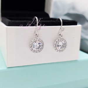 Silver Elegant Round Simple Cubic Zirconia Dangle Point - Etsy