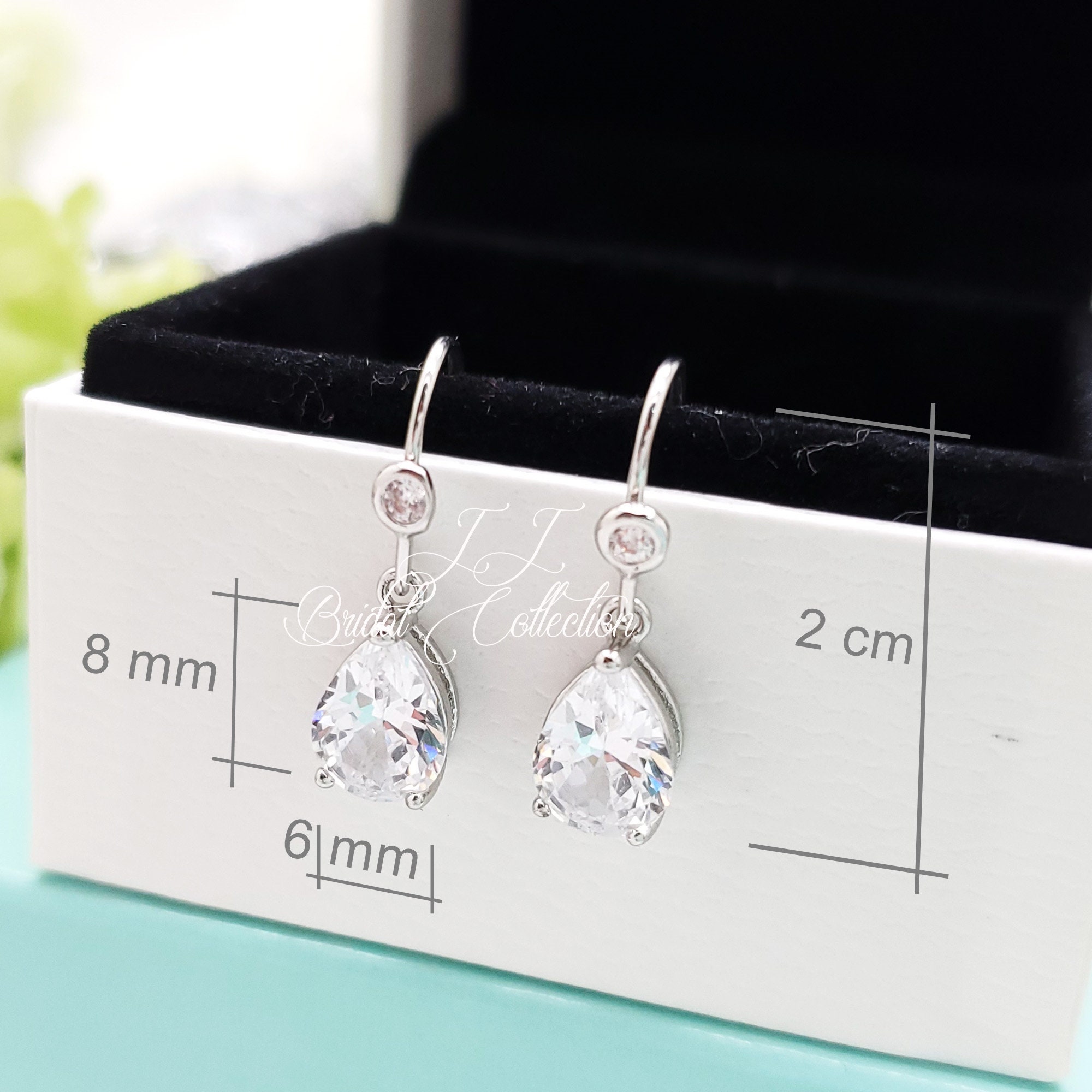 Silver Petite Simple Teardrop with cubic point Dangle | Etsy