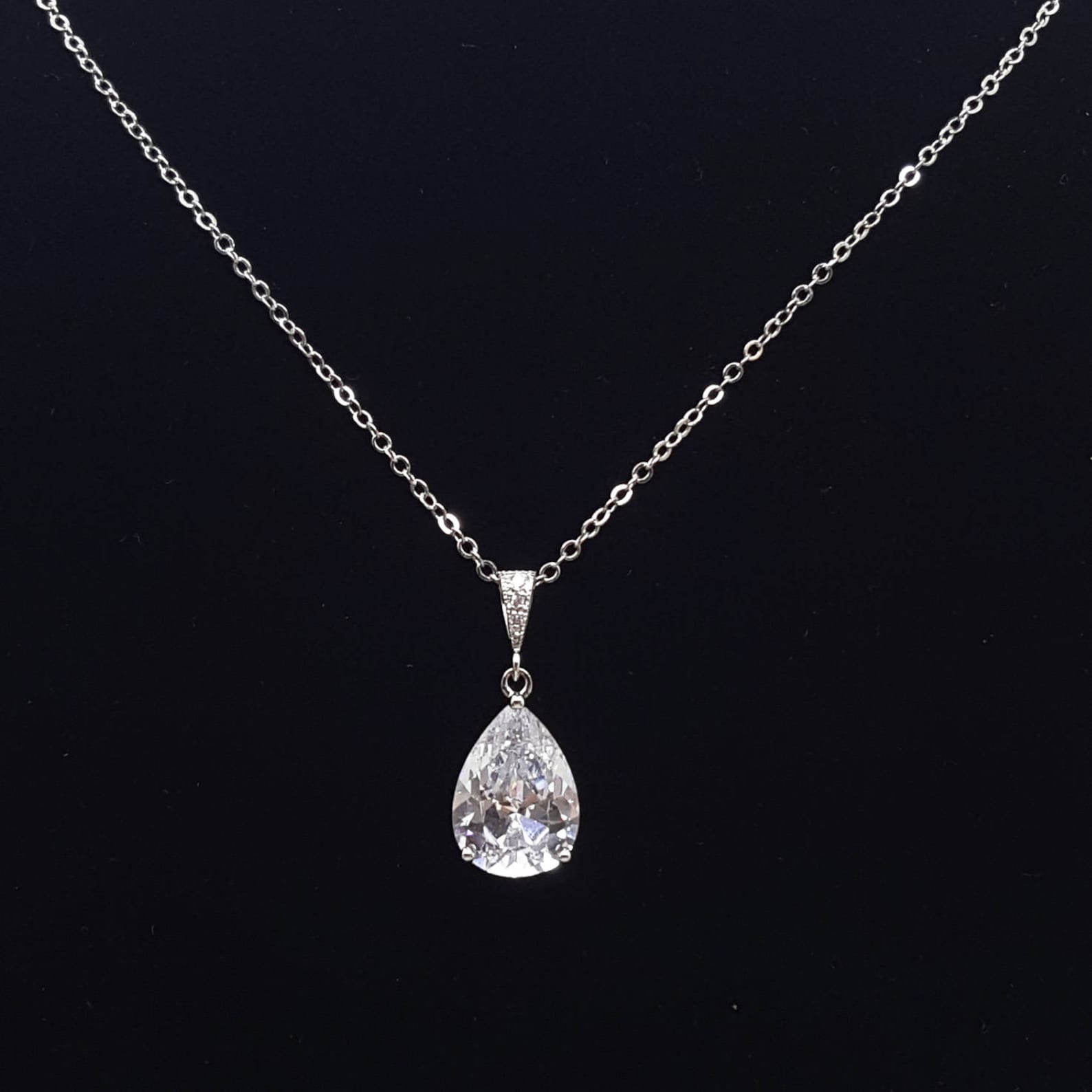 Classic Teardrop Crystal Necklace Bridal Bridesmaid Necklace - Etsy
