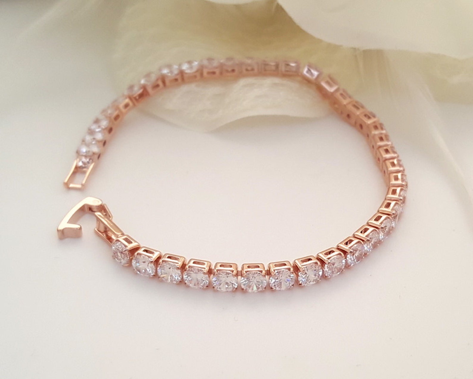 Tiny 4mm AAA Cubic Zirconia Wedding Bracelet, CZ Bracelet, SILVER ...