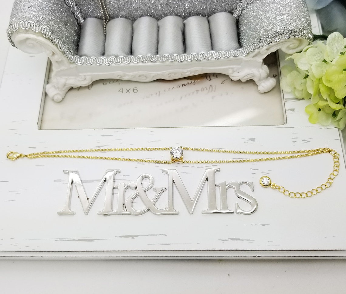 GOLD Bridesmaid Round Crystal With 2 Line Bracelet bridesmaid - Etsy