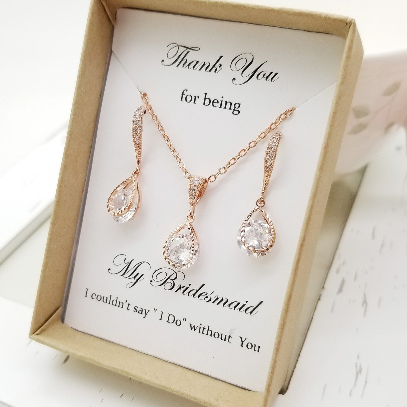 ROSE GOLD Teardrop Design With Round Shape Crystal and Ear | Etsy