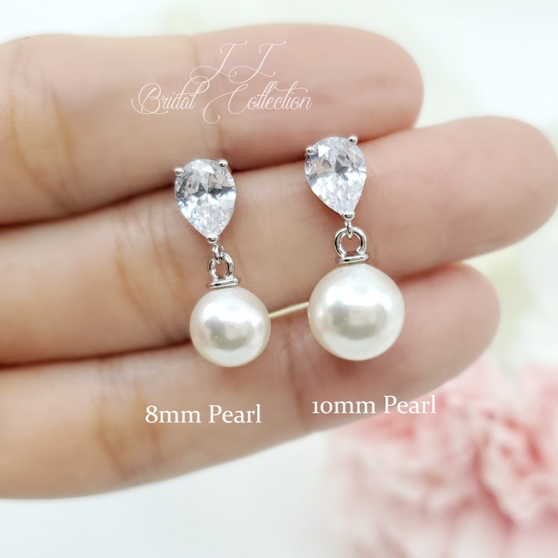 Simple Teardrop Crystal With 10mm Creamy Pearl 925 SILVER POST - Etsy