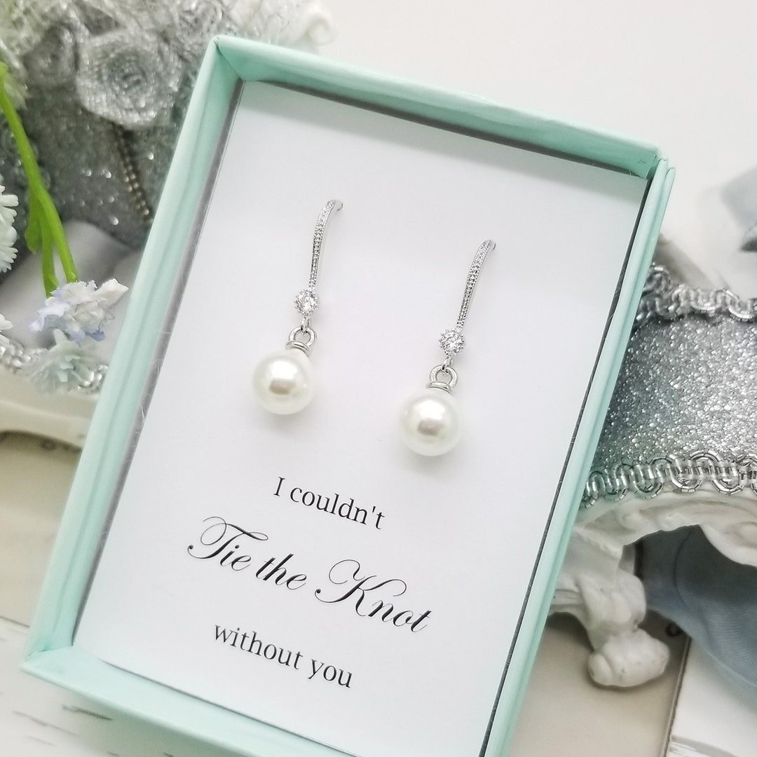 Elegant 8mm Pearl Dangle With Point Cubic Ear Hook Bridesmaid - Etsy