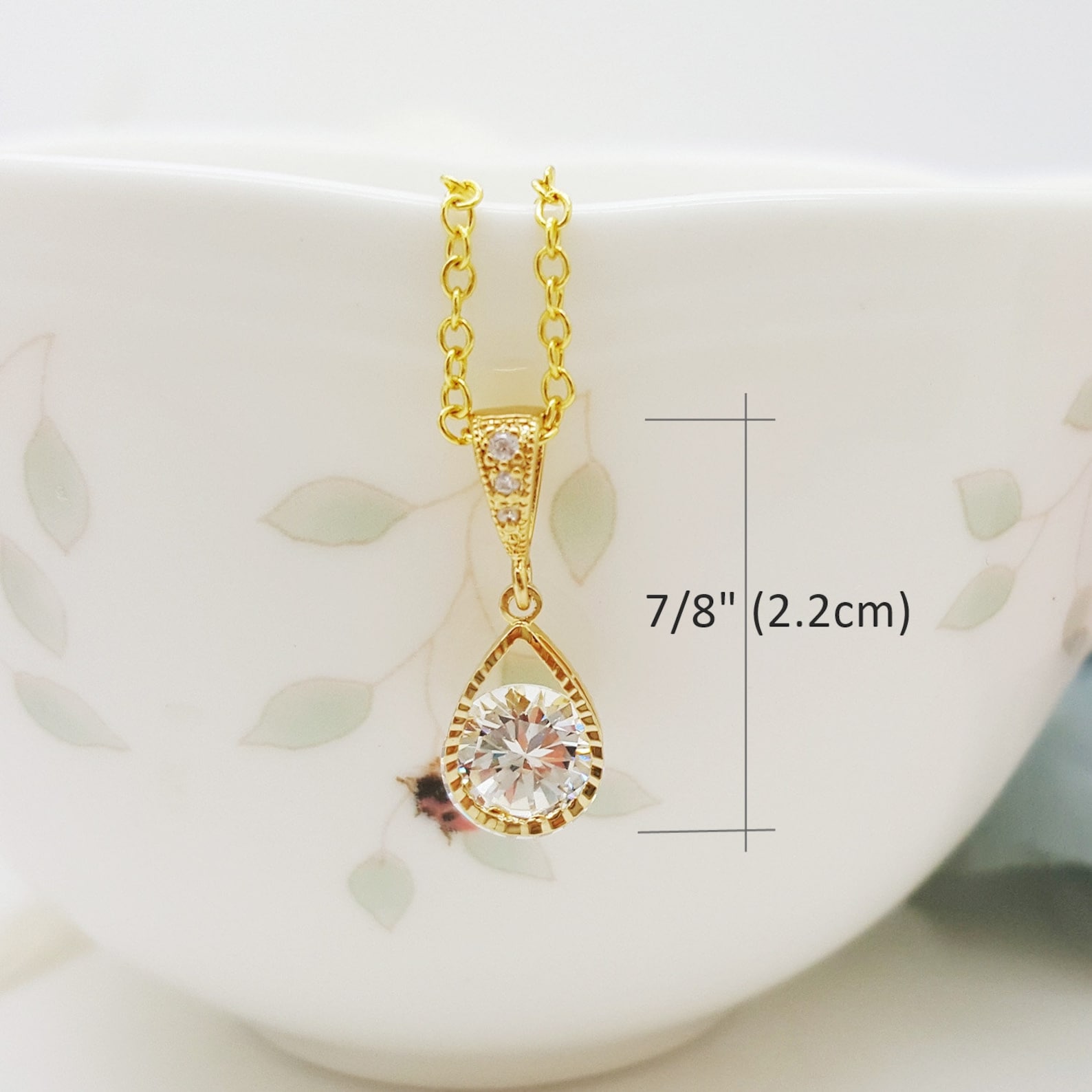 GOLD Teardrop Design With Round Shape Crystal Earrings - Etsy