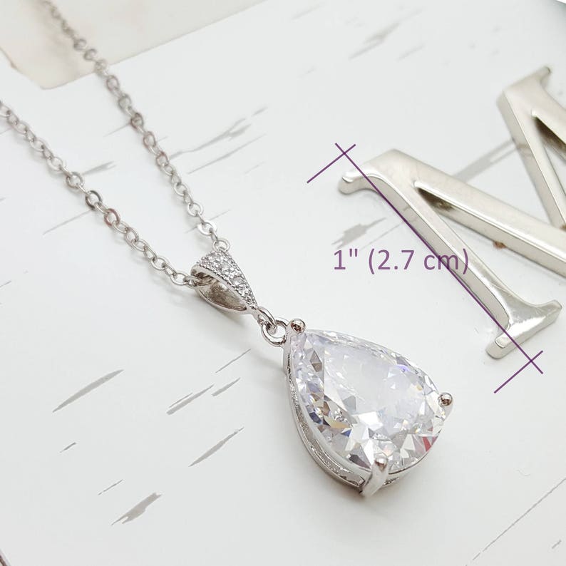 Classic Teardrop Crystal Necklace Bridal Bridesmaid Necklace - Etsy