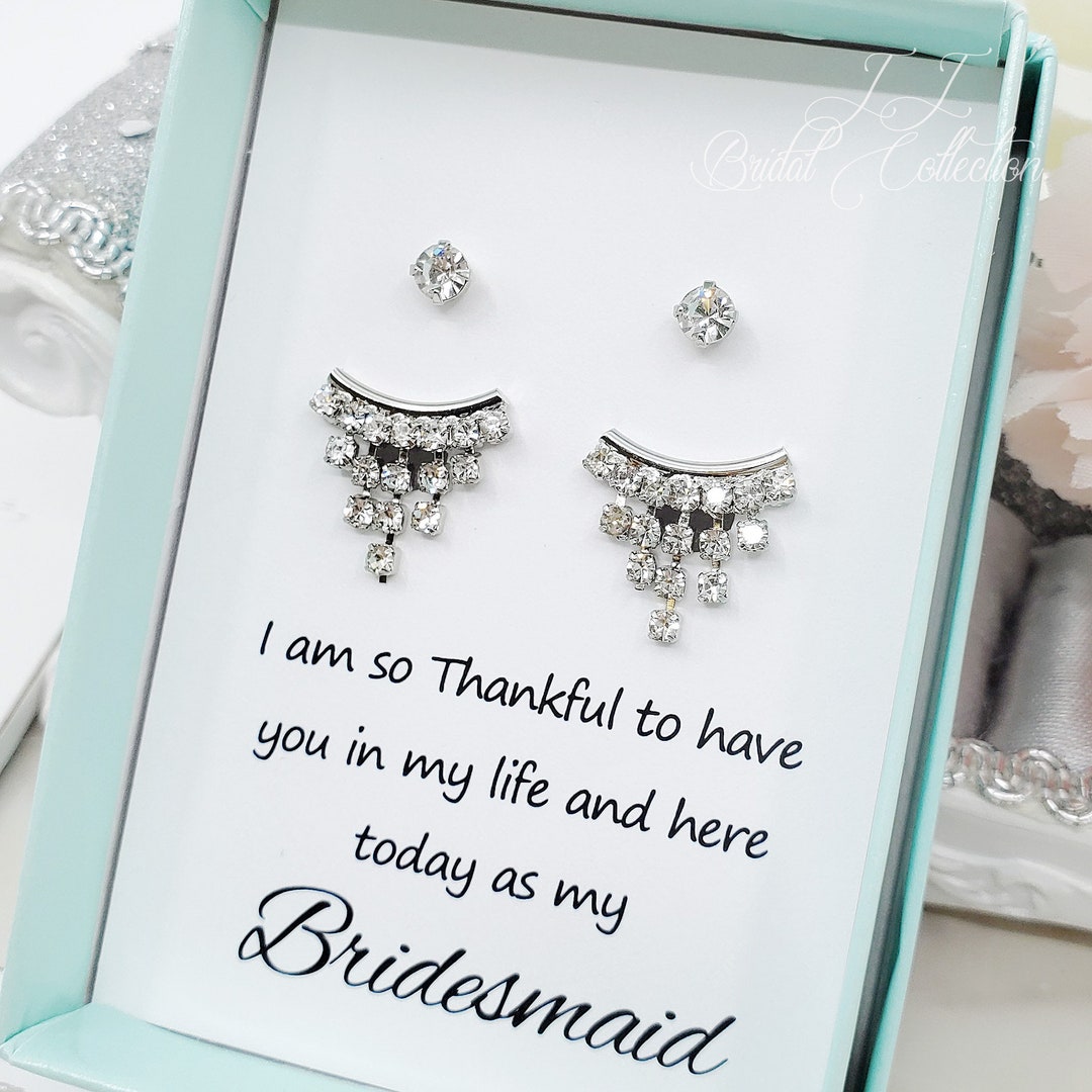 Front Back SILVER Earrings, Bridesmaid Earrings Gift - Etsy