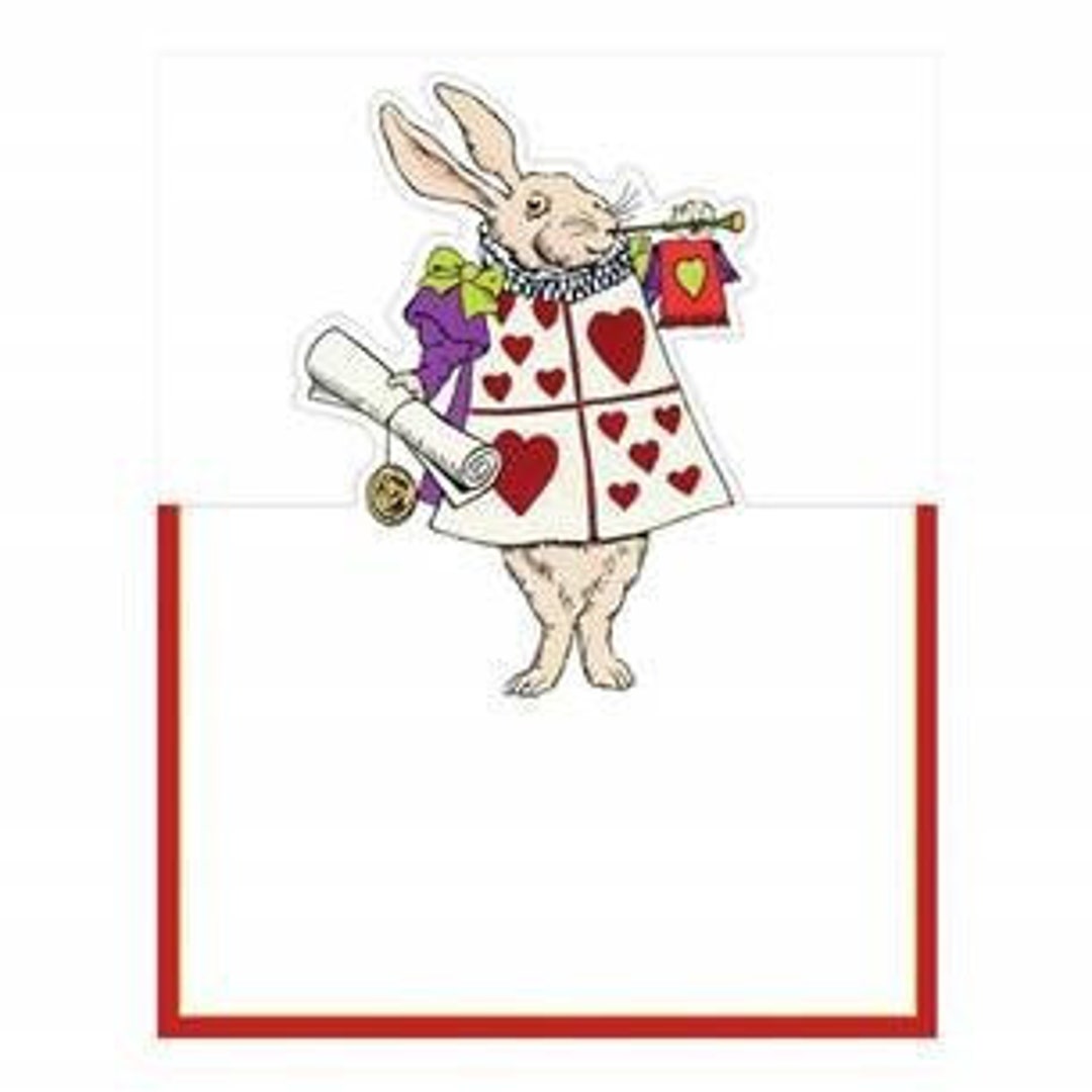 8 Wonderland Place Cards Die Cut, White Rabbit Alice Afternoon Tea ...