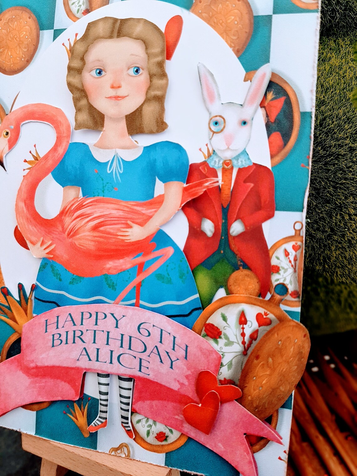 Alice in Wonderland Birthday Card, 3D Paper Art Personalised Name - Etsy