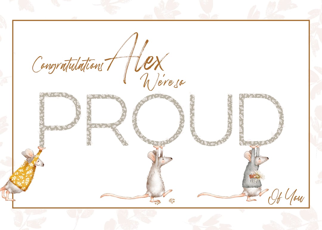 So Proud of You New Job Card, Cute Little Mice Congratulations Card ...