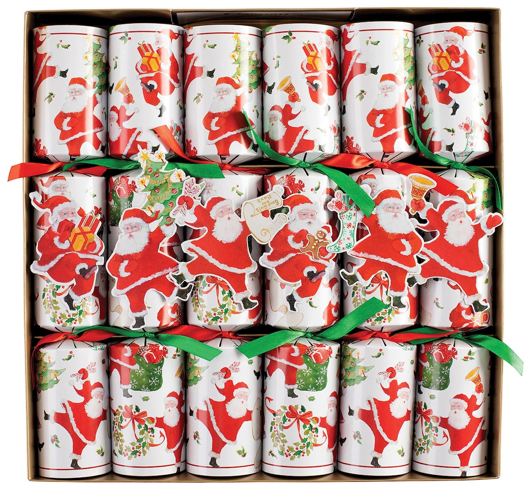 6 X Luxury Large Santa Christmas Crackers Box of 6 Dancing Father ...
