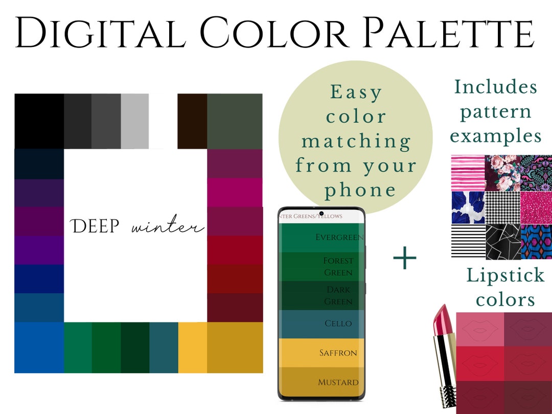 Deep (dark) Winter Palette, Digital Swatch Fan, Seasonal Palette ...