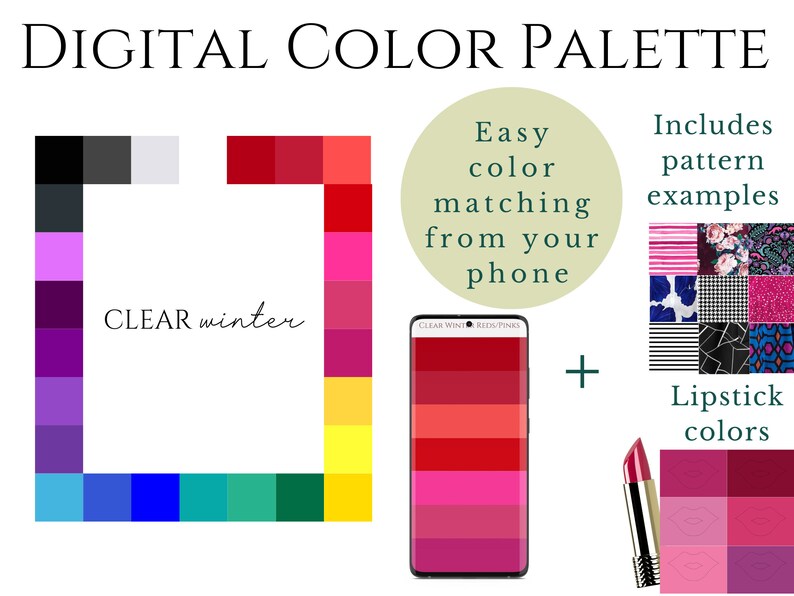 Clear bright Winter Palette Digital Swatch Fan Seasonal - Etsy