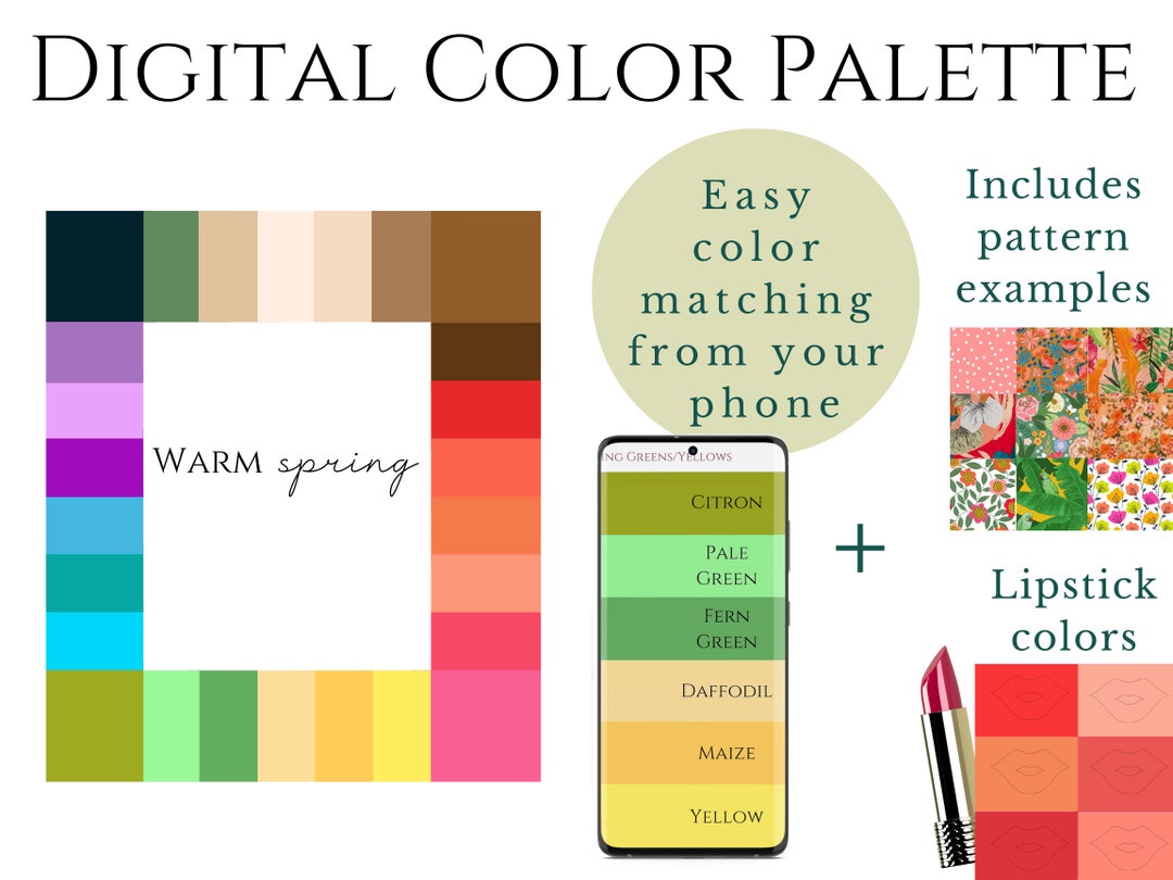 Warm (true) Spring Palette Digital Swatch Fan, Seasonal Palette ...