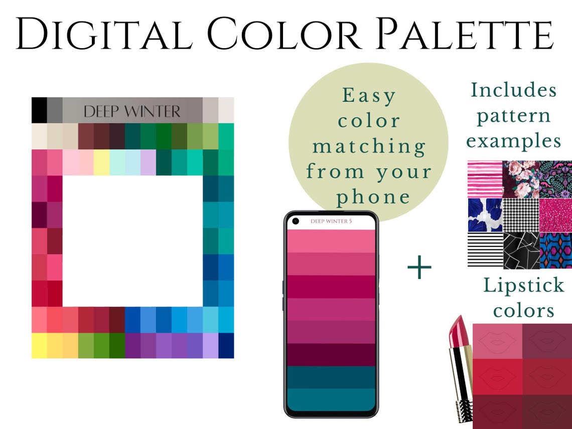 Deep (dark) Winter Palette, Digital Swatch Fan, Seasonal Palette ...