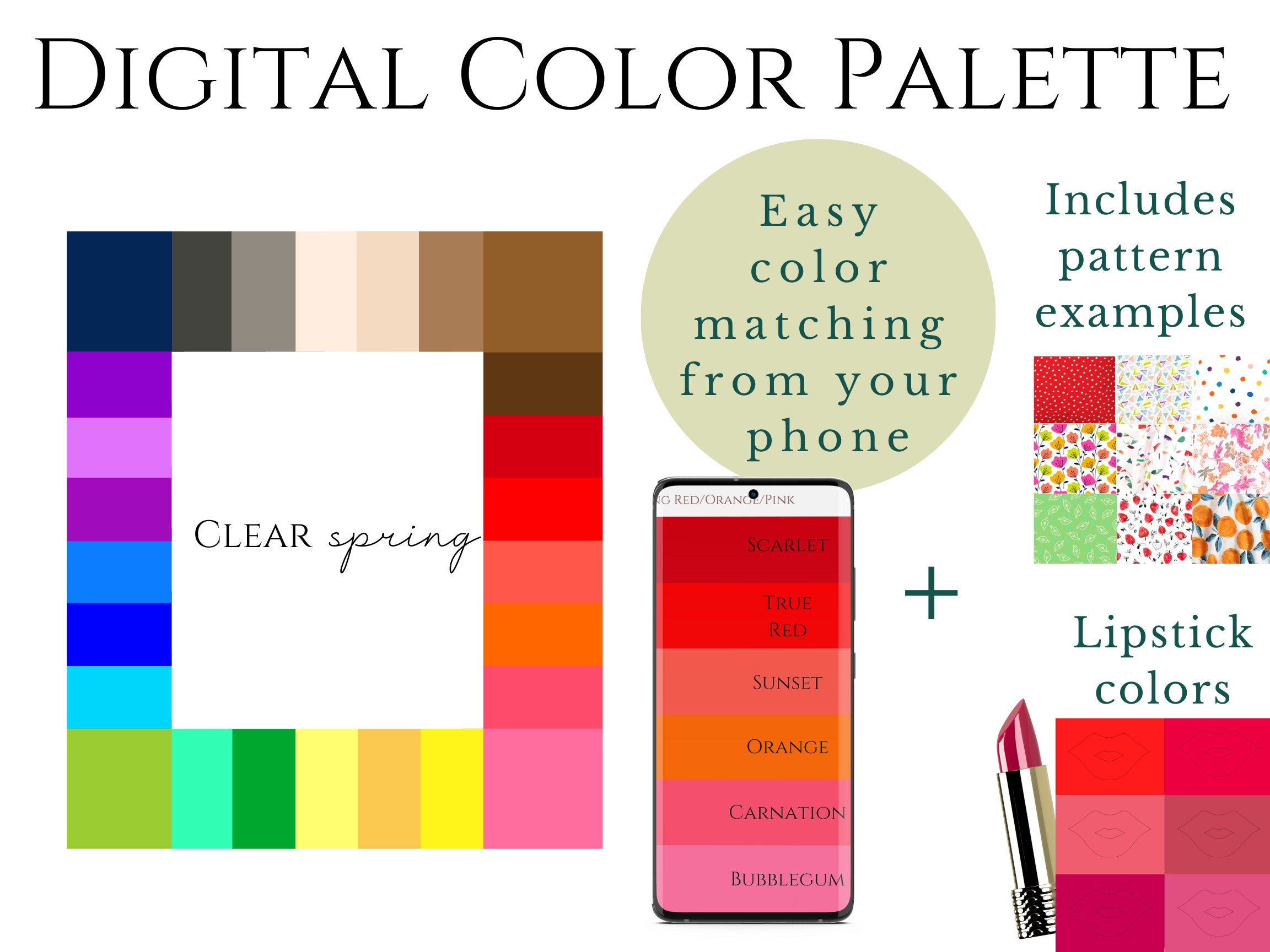 Clear bright Spring Palette Digital Swatch Fan Seasonal - Etsy