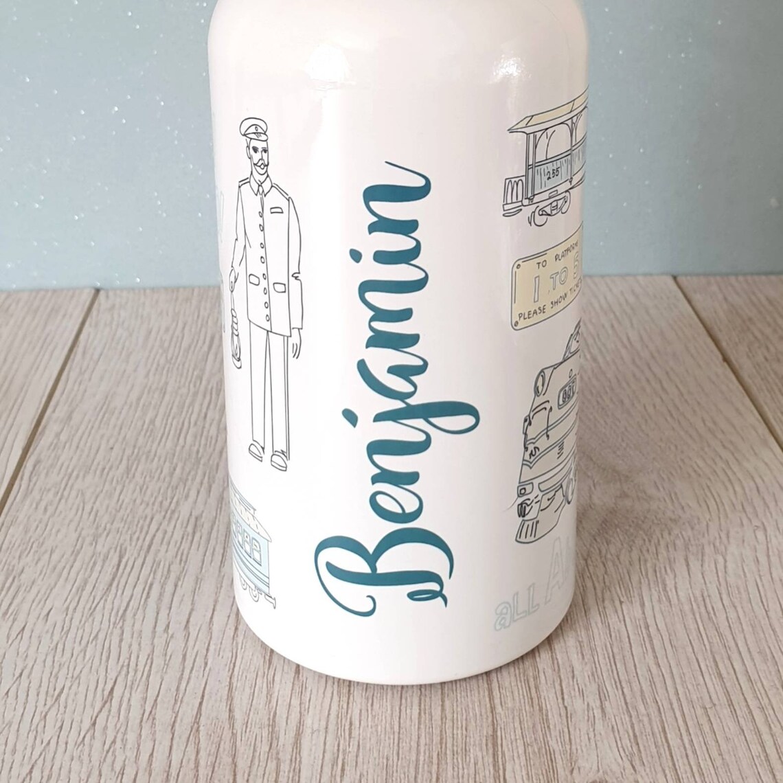 Vintage Train Water Bottle Personalised Bottle Personalized - Etsy UK