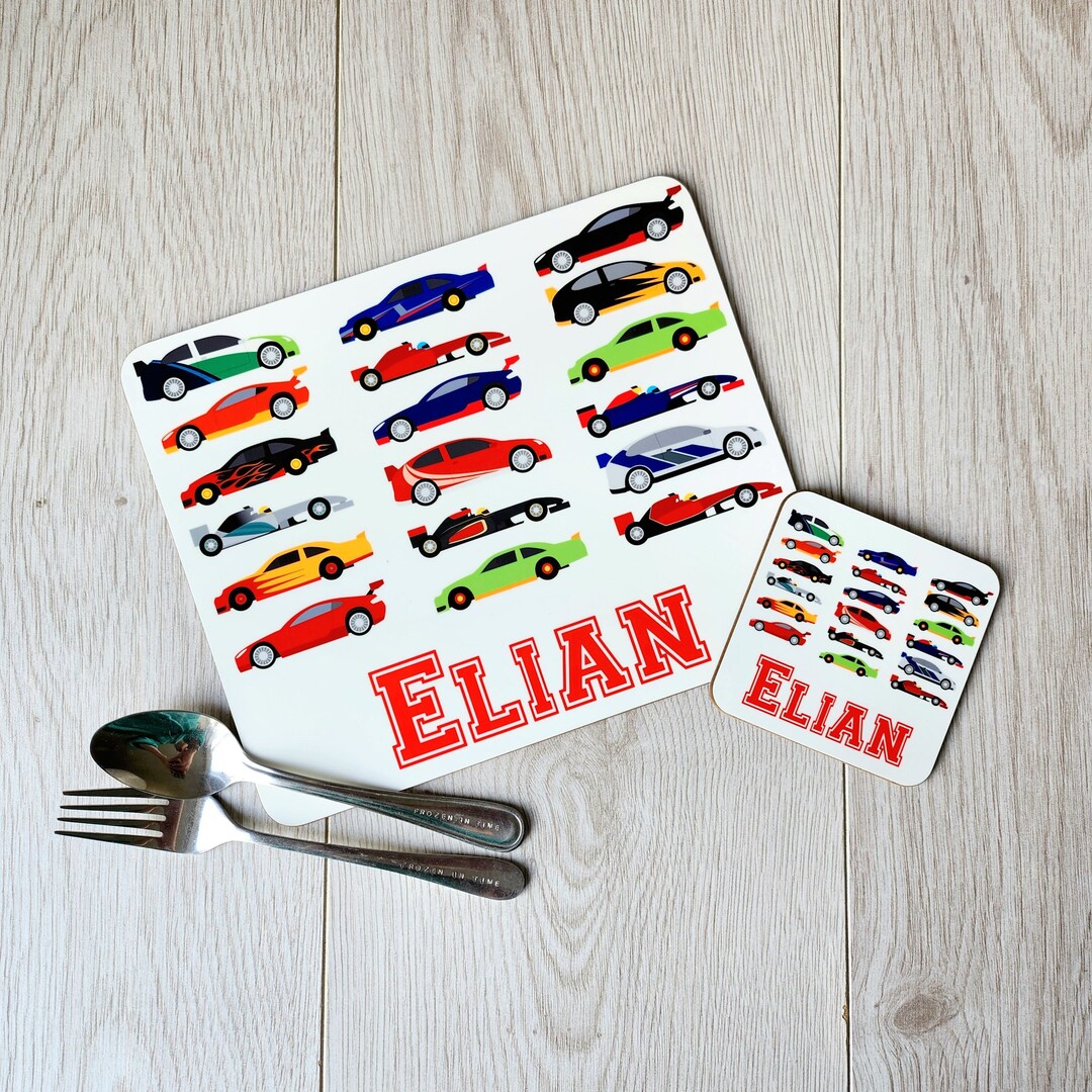 Juego de manteles individuales para autos de carreras Regalo ...