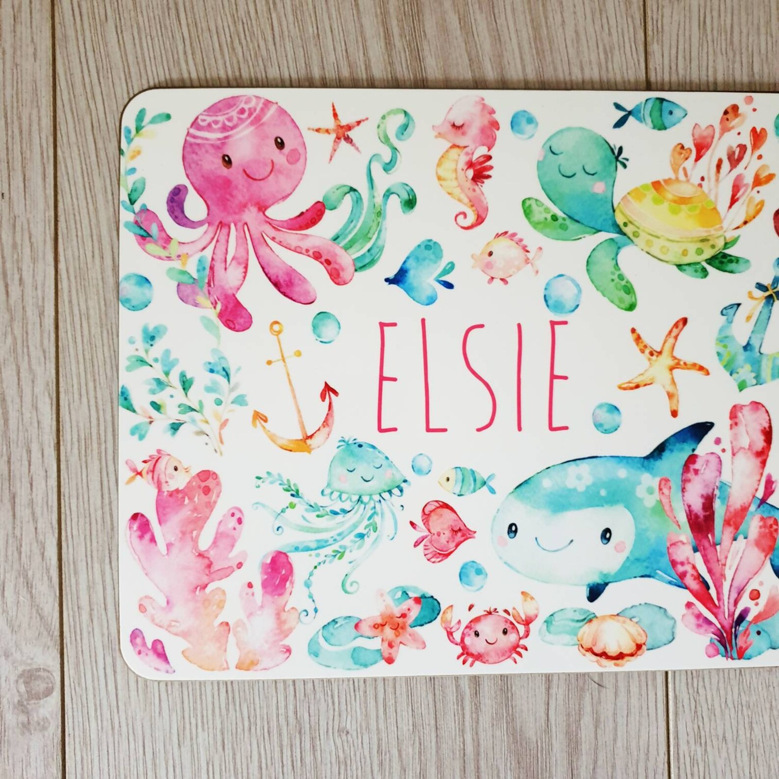 Sea Creatures Placemat Set Personalised Sea Life Gift Whale Placemat ...