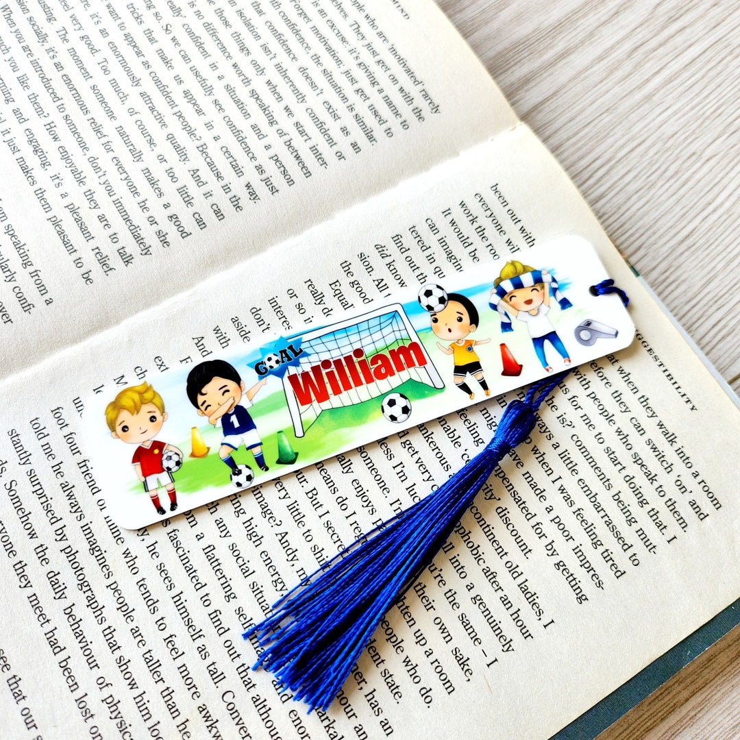 Football Boys Bookmark Personalised Soccer Boy Gift Name Gift Metal ...