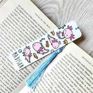 Axolotl Bookmark Personalised Kawaii Salamander Gift Name Gift Metal ...