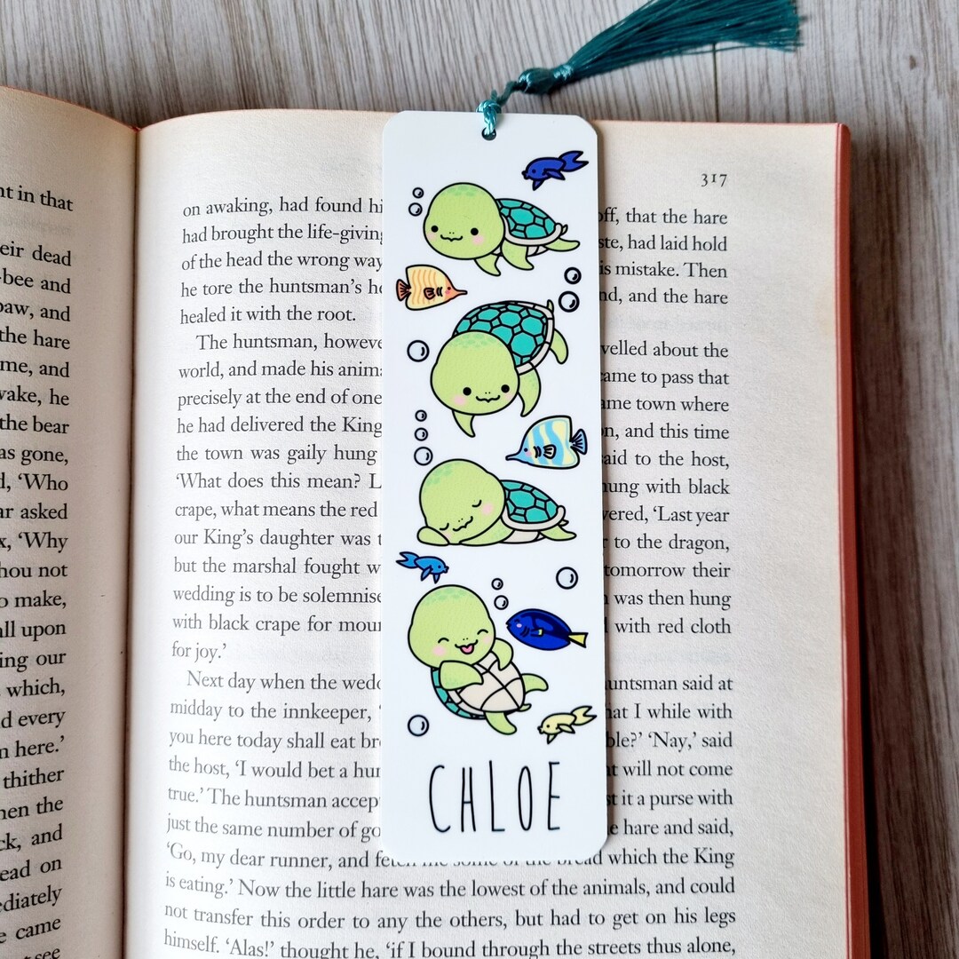 Sea Turtle Bookmark Personalised Kawaii Turtle Gift Name Gift Metal ...