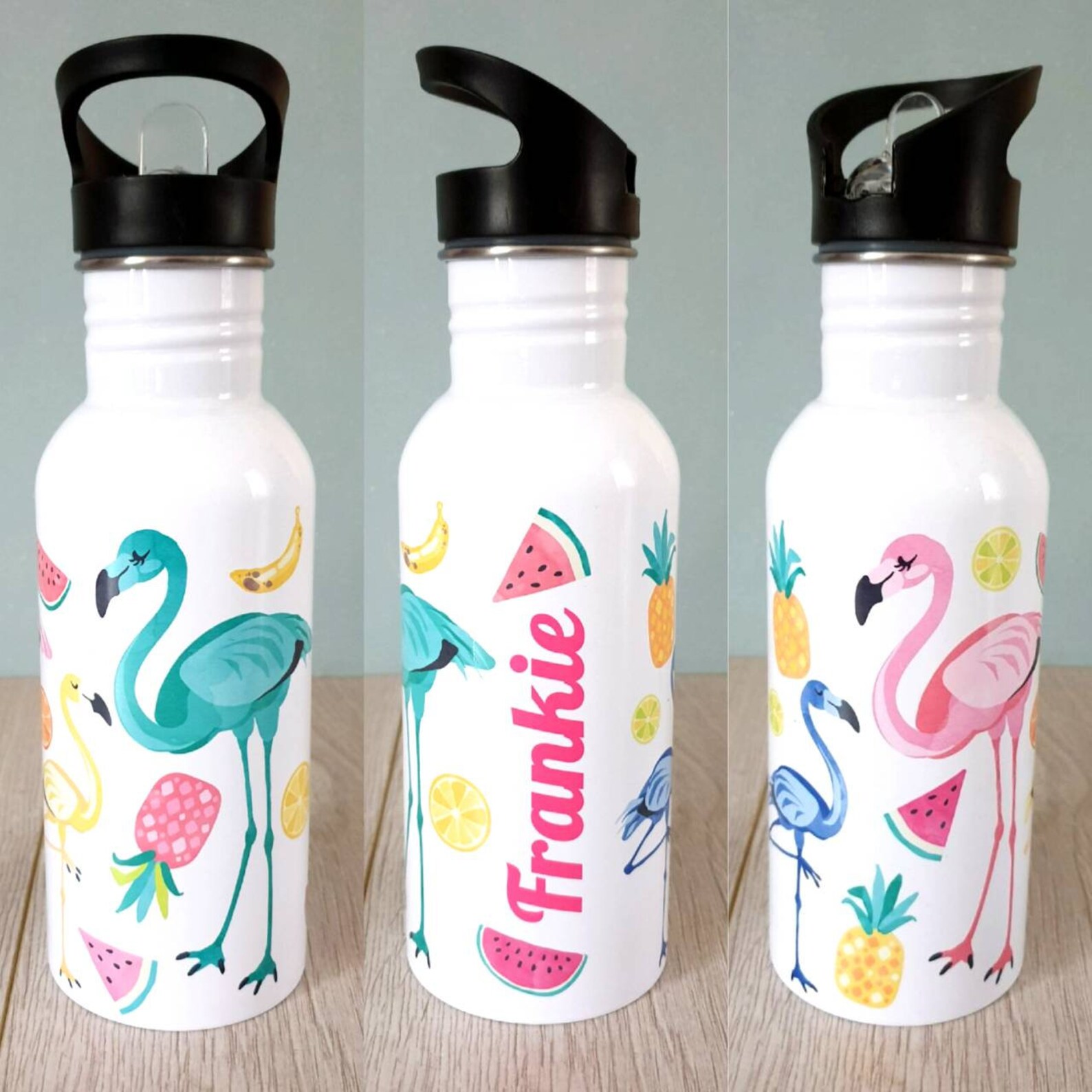 Tropical Flamingo Personalised Water Bottle Personalized - Etsy UK
