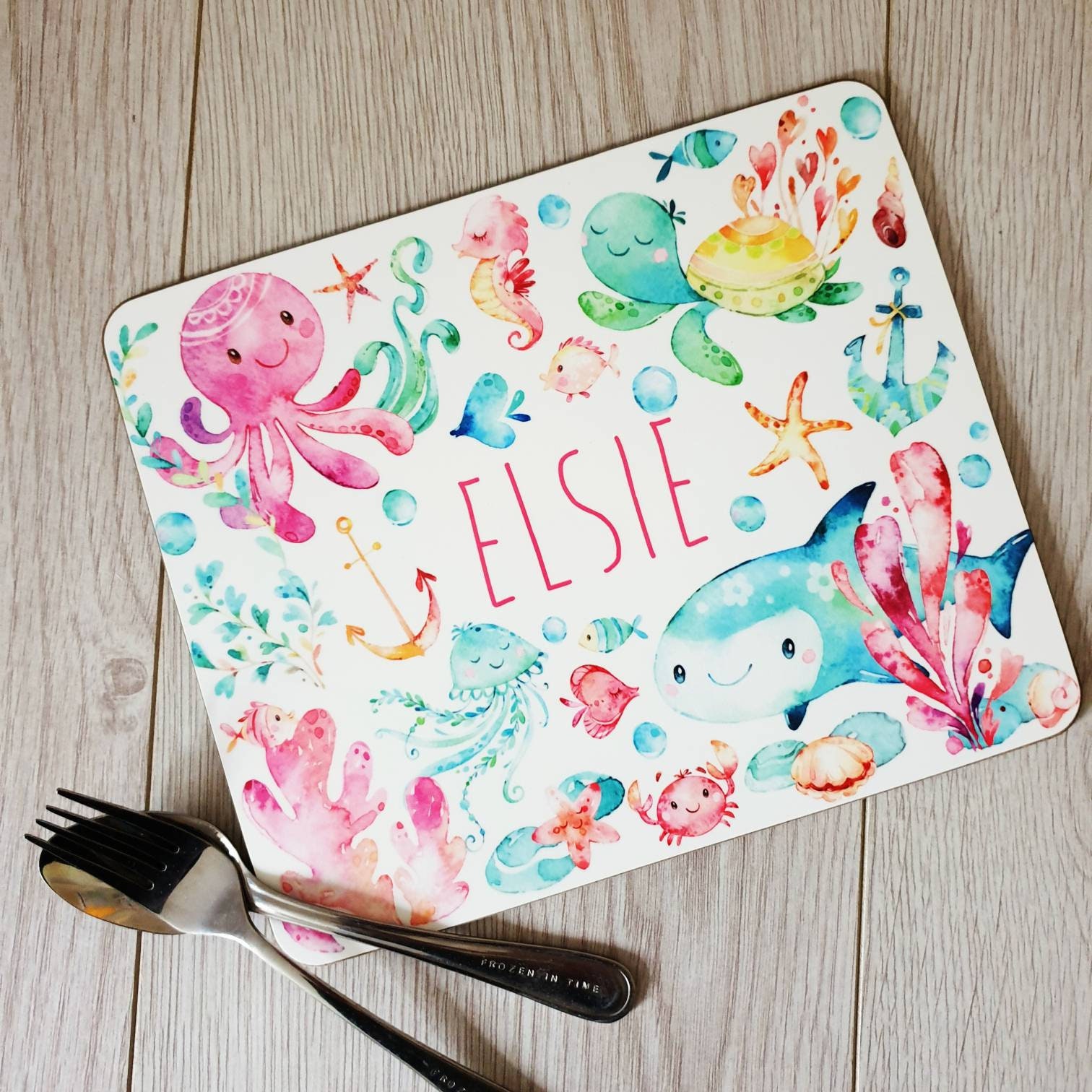 Sea Creatures Placemat Set Personalised Sea Life Gift Whale Placemat ...