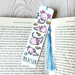 Axolotl Bookmark Personalised Kawaii Salamander Gift Name Gift Metal ...