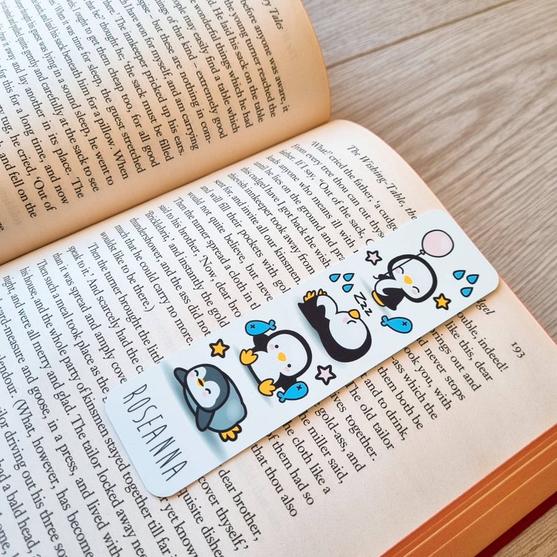 Penguin Bookmark Personalised Kawaii Gift Name Gift Metal - Etsy