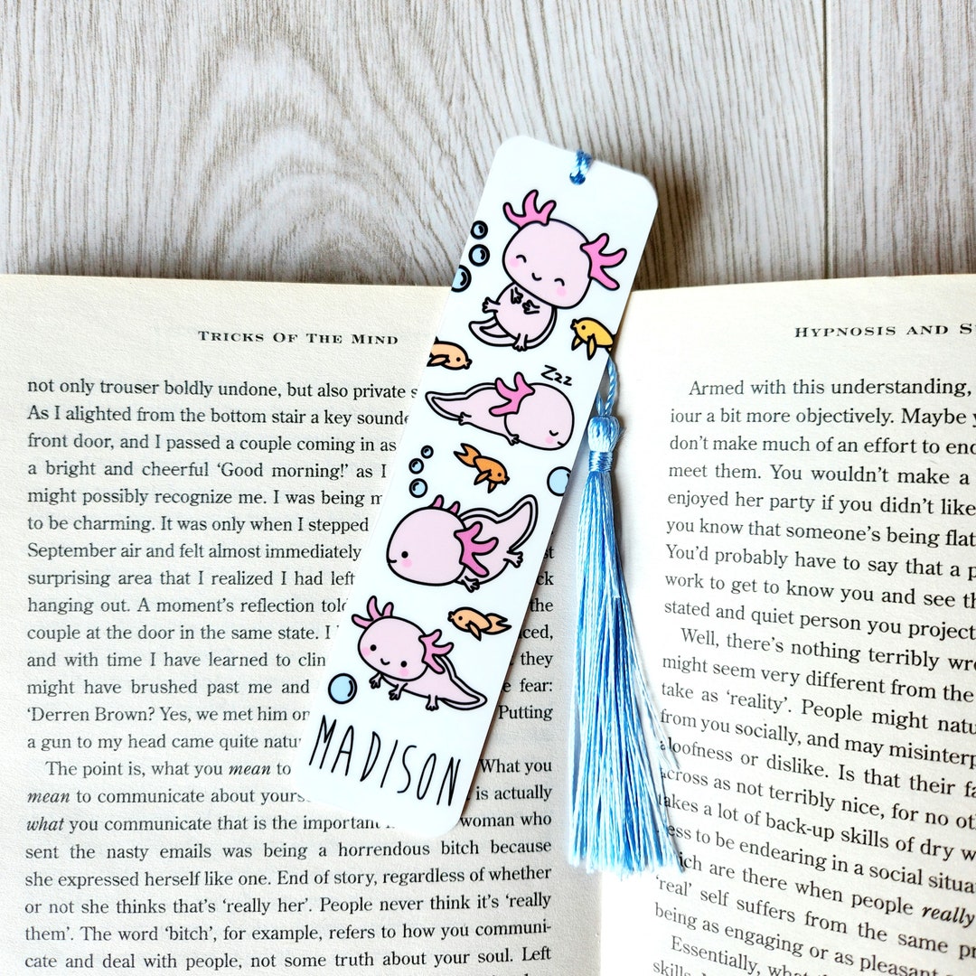 Axolotl Bookmark Personalised Kawaii Salamander Gift Name Gift Metal ...