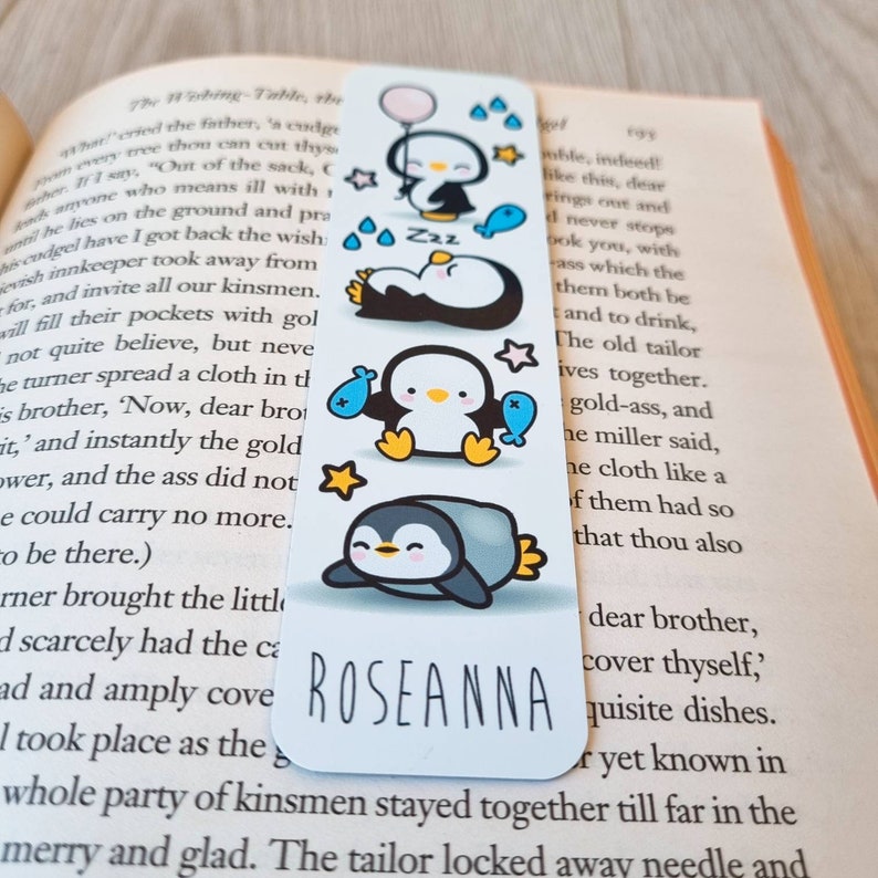 Penguin Bookmark Personalised Kawaii Gift Name Gift Metal - Etsy