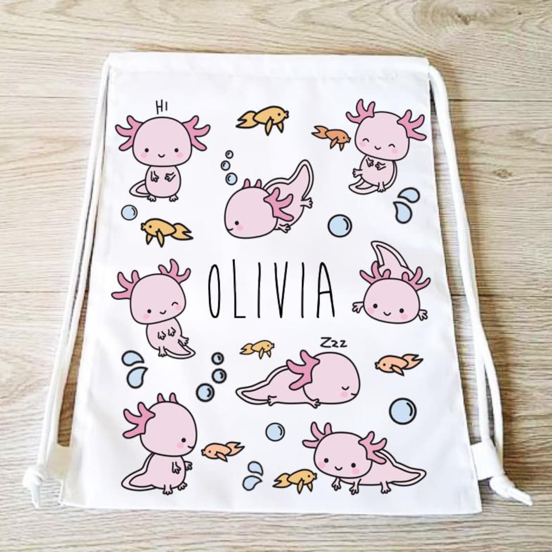 Axolotl Drawstring Backpack Amphibian Gift PE Bag Drawstring Gym Girl ...