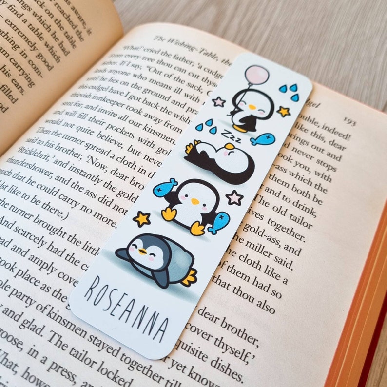 Penguin Bookmark Personalised Kawaii Gift Name Gift Metal - Etsy