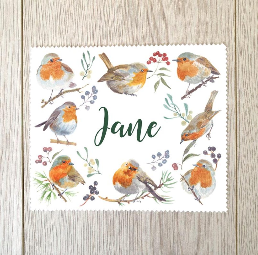 Robin Lens Cloth Personalised Gift Name Gift Garden Bird Glasses ...