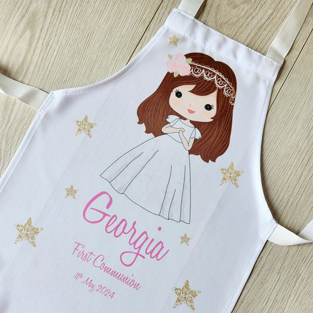 First Communion Childs Polyester Apron Keepsake Gift Baking Apron ...