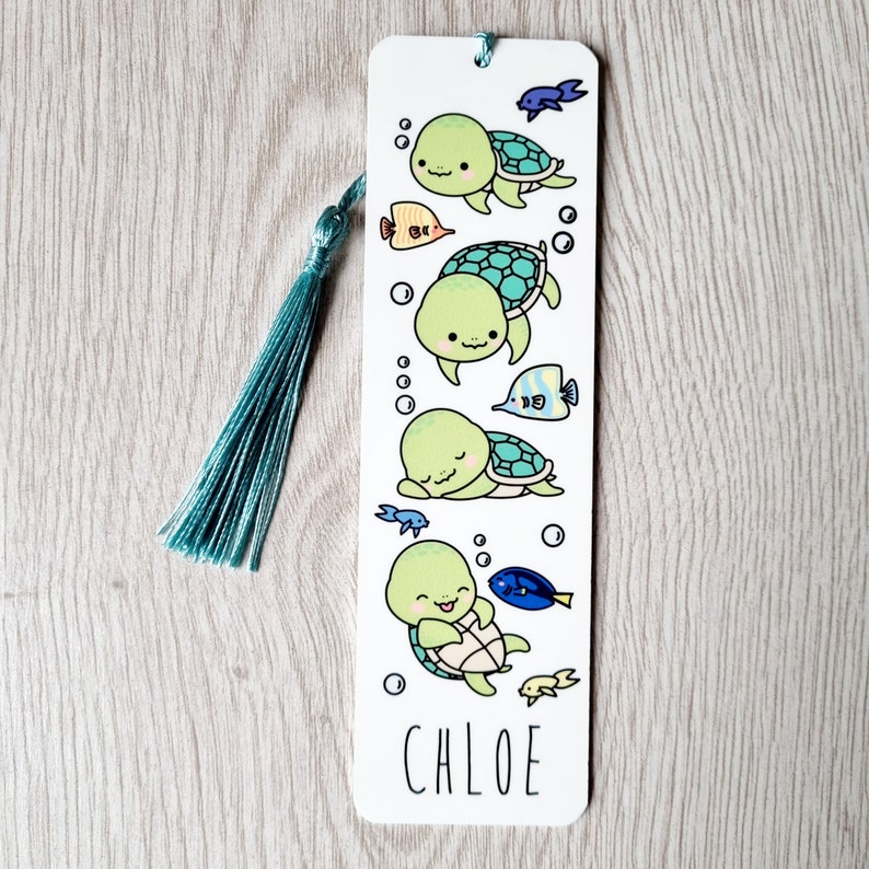 Sea Turtle Bookmark Personalised Kawaii Turtle Gift Name Gift Metal ...