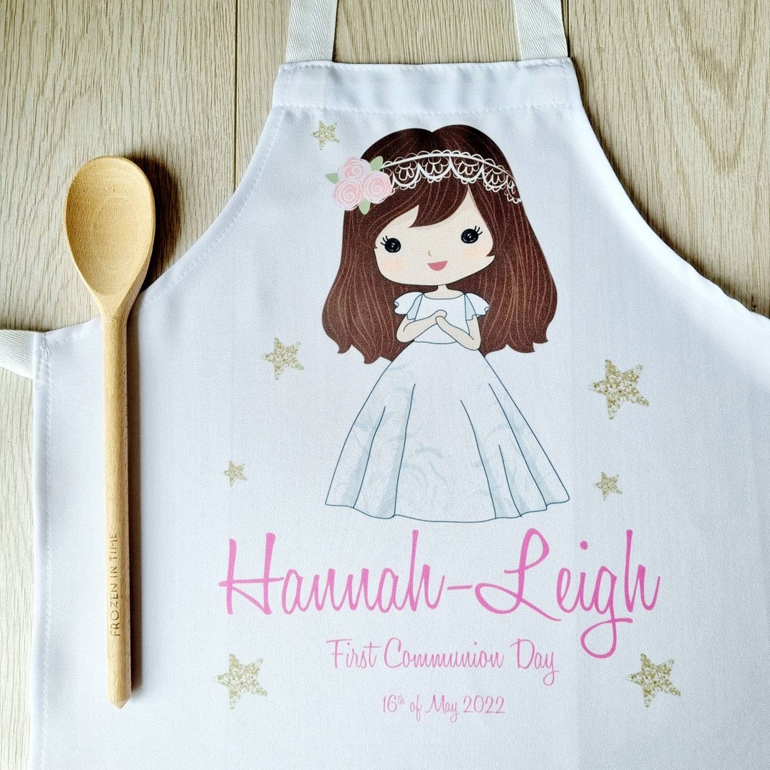 First Communion Childs Polyester Apron Keepsake Gift Baking Apron ...